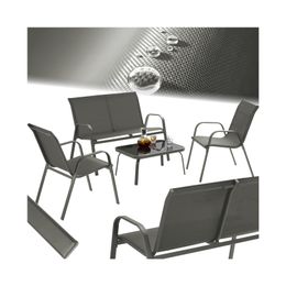 TecTake&reg; Sitzgruppe, f&uuml;r 4 Personen, pulverbeschichtete Stahlgestelle, mit get&ouml;nter Sicherheitsglasplatte