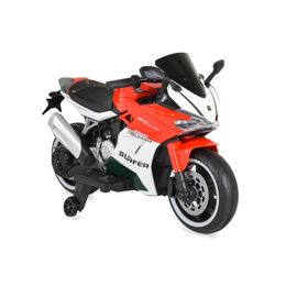 Moni Kinder Elektromotorrad Surfer St&uuml;tzr&auml;der Fu&szlig;st&uuml;tze Bluetooth MP3-Ausgang rot