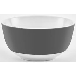 Müslischale Van Well "Vario", grau (grau, weiß), B:21,5cm H:14,5cm T:15cm Ø:14cm, Porzellan, Schüsseln, spülmaschinen- und mikrowellengeeignet, Ø 14 cm