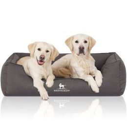 Knuffelwuff Orthopädisches Wasserabweisendes Hundebett Leon aus Velours mit Handwebcharakter anthrazit XL