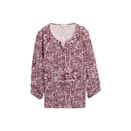 Tom Tailor Damen Henley Blusenshirt mit Muster, rot, Gemustert, Gr. XXXL
