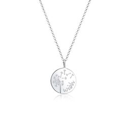 Elli Damen Kette mit Anhänger "Wish Pusteblume Löwenzahn Blume 925 Sterling Silber", 45, ohne Stein, Silber 925 (Sterlingsilber), L: 45, silber,