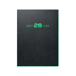 Brunnen Buchkalender 796 A5 1 Woche/2 Seiten PU-Einband flexibel schwarz/neon ... | Gr.: onesize