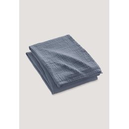hessnatur Musselin-Decke in stahlblau | Gr.: 130 x 180 cm