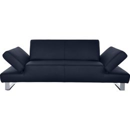 2-Sitzer W.Schillig "taboo Designsofa mit hohem Sitzkomfort", blau (blau z59), B:202cm H:76cm T:101cm, Longlife Xtra-Leder Z59: Glattleder mit modischer Pr&auml;gung. Hautst&auml;rke 0, 9 - 1, 1 mm, Sofas, mit &Uuml;bertiefe, inklusive Armlehnenverstellung, mit Kontrastnaht
