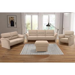 2-Sitzer DOMO collection "Pina, schmale Armlehnen, mit Federkern, kompakt & elegant", beige (sand), B:159cm H:95cm T:88cm, 100% Polyester, Sofas, Hoher Sitzkomfort, Luxus-Microfaser weich, sand, Breite 159 cm