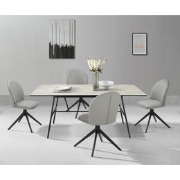 Esszimmerstuhl Home Affaire "Tempa, TOPSELLER, OTTOs Choice", grau (hellgrau), B:49cm H:81cm T:58cm, plywood, foam, fabric, metal leg, Stühle, Drehstuhl mit 360 Grad Drehfunktion