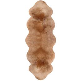 Fellteppich Heitmann Felle "Doppel-Lammfell - Premium Qualität" Gr. 41, braun (camelfarben), B:62cm H:70mm L:175cm, Lammfell, Teppiche, echtes Austral. Lammfell, besonders weich, auch ideal als Bettvorleger