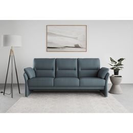 3-Sitzer DOMO collection "Pina, schmale Armlehnen, mit Federkern, kompakt & elegant", blau (petrol), B:219cm H:95cm T:88cm, 100% Polyester, Sofas, Hoher Sitzkomfort, Luxus-Microfaser Lederoptik, petrol, Breite 219 cm