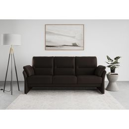 3-Sitzer DOMO collection "Pina, schmale Armlehnen, mit Federkern, kompakt & elegant", braun, B:219cm H:95cm T:88cm, 100% Polyester, Sofas, Hoher Sitzkomfort, Luxus-Microfaser Lederoptik, braun, Breite 219 cm