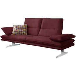 2,5-Sitzer W.Schillig "broadway Designsofa mit hohem Sitzkomfort", rot (burgundy z69), B:236cm H:94cm T:96cm, Longlife Xtra-Leder Z69: Das feinnarbige, gedeckte Softleder Z69 besticht durch seine au&szlig;ergew&ouml;hnliche Weichheit im trendigen &raquo;Vintage-Look&laquo;, Hautst&auml;rke 0, 9 - 1, 1 mm, Sofas, Sitztiefenverstellung, Kopfteil- & Seitenteilverstellung, Breite 236cm