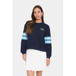 Saint Tropez Sweatshirt 'Jinny' Damen Gr&ouml;&szlig;e M nachtblau / neonblau / wei&szlig;