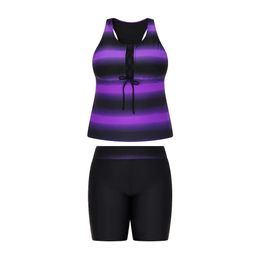TALENCE Tankini Damen Gr&ouml;&szlig;e L lila / schwarz