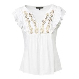 KOROSHI Bluse Damen Gr&ouml;&szlig;e M beige / gold / wei&szlig;
