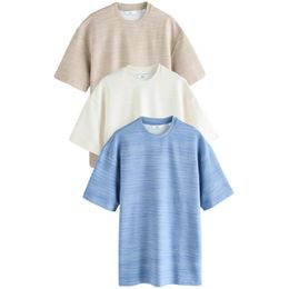 next T-Shirt Herren Gr&ouml;&szlig;e 4XL beige / himmelblau / wei&szlig;
