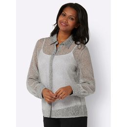 WITT Damen Hemdbluse in Ausbrenner-Optik, steingrau, Größe 40