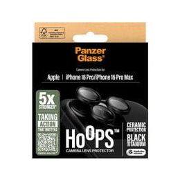 PanzerGlass Hoops Ceramic Kameraschutz, Schutzfolie schwarz, iPhone 16 Pro / 16 Max