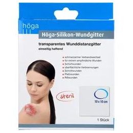 H&ouml;ga-Silikon-Wundgitter 10x10Xm Eins.haftend Trans 1 ST