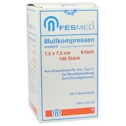 Mullkompressen Unsteril 7.5x7.5 Es 8F 100 ST