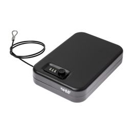 HMF Sicherheitsbox mit Sicherungskabel, 24 x 16,5 x 4,5 cm, Schwarz