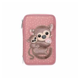 Depesche 3-Fach Federtasche mit Affen-Applikation JUICY inkl. Stifte TOPModel 7,5 x 13 x 20 cm