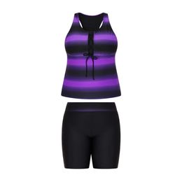 TALENCE Tankini Damen Gr&ouml;&szlig;e XXL lila / schwarz