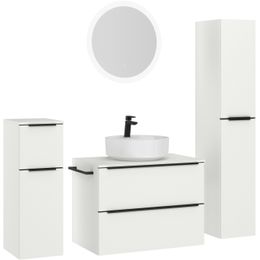 Badmöbel-Set Nobilia "Alvene", weiß (alpinweiß), B:160cm H:172,2cm T:48,5cm, Kastenmöbel-Sets, inkl. Spiegel mit Touch-Sensor, in vier Breiten