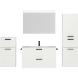 Badmöbel-Set Nobilia "Tolvina", weiß (alpinweiß), B:210cm H:169cm T:48,7cm, Kastenmöbel-Sets, inkl. Spiegel mit Touch-Sensor, in vier Breiten