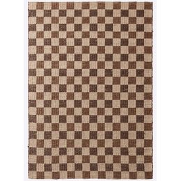 Teppich HEINE HOME Gr. 1, beige (beige, braun), B:70cm H:15mm L:130cm, Jute, Schurwolle, Sisal, Teppiche