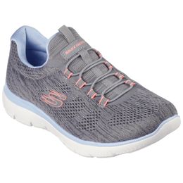 Slip-On Sneaker Skechers "SUMMITS-FUN FLARE", Damen, Gr. 36, grau (grau, rosa), Synthetik, Textil, meliert, Schuhe, Trainingsschuh in veganer Verarbeitung
