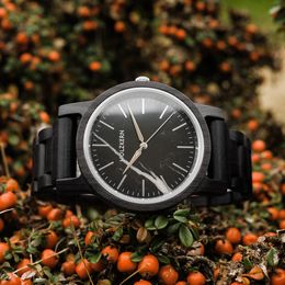 Holzkern; Holzuhr Winternacht (Ahorn/Marmor), Unisex, Naturholz