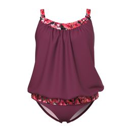 Ulla Popken Tankini Damen Gr&ouml;&szlig;e L/XL rot / dunkelrot / schwarz / wei&szlig;