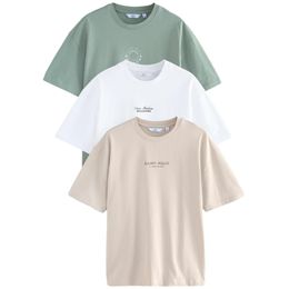 next T-Shirt Herren Gr&ouml;&szlig;e S beige / pastellgr&uuml;n / schwarz / wei&szlig;