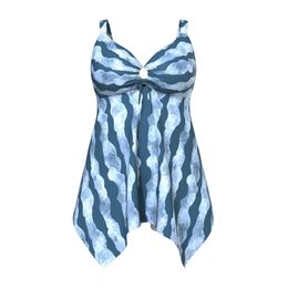 Ulla Popken Badeanzugkleid 'Judy' Damen Gr&ouml;&szlig;e 7XL aqua / enzian / blaumeliert