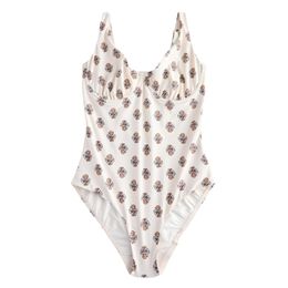 next Badeanzug Damen Gr&ouml;&szlig;e L/XL hellbeige / orange / rot / schwarz