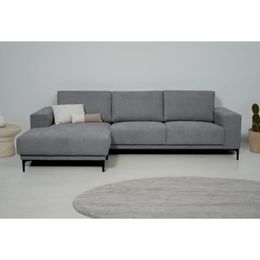 Places of Style Ecksofa »Xander, L-Form, « Breite 280 cm, Soft-Touch Chenille, schwarze Metallfüße dark grey