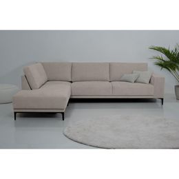 Places of Style Ecksofa »Xander, L-Form, « Breite 289 cm, Webstoff, Soft-Touch Chenille, schwarze Metallfüße natural