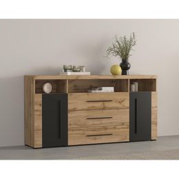 Inosign Sideboard »Roger, Breite 182cm, stilvolle Schrank, 2 Holztüren 3 Schubladen« Kommode mit viel Stauraum, Einlegeböden verstellbar wotan...