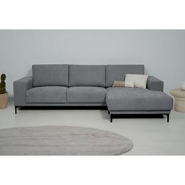 Places of Style Ecksofa »Xander, L-Form, « Breite 280 cm, Soft-Touch Chenille, schwarze Metallfüße dark grey