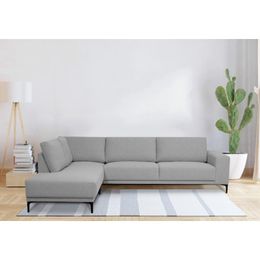 Places of Style Ecksofa »Xander, L-Form, « Breite 289 cm, Webstoff, Soft-Touch Chenille, schwarze Metallfüße warm grey