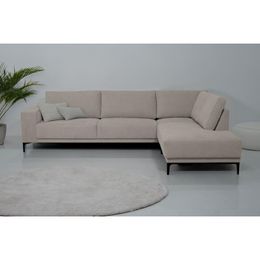 Places of Style Ecksofa »Xander, L-Form, « Breite 289 cm, Webstoff, Soft-Touch Chenille, schwarze Metallfüße natural