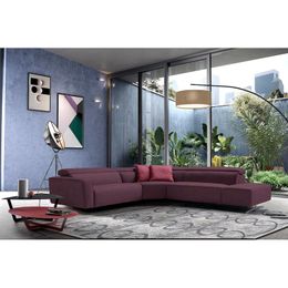 Egoitaliano Ecksofa &raquo;Stefanie-e, Designsofa der Extraklasse, bequem mit hohem Sitzkomfort&laquo; mit Relaxfunktion und verstellbaren Kopfteilelementen lila