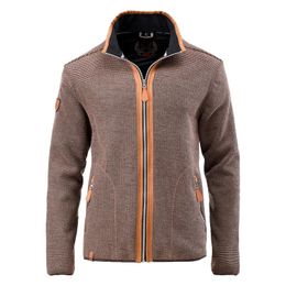 DEPROC Active Strickfleecejacke &raquo;BLAIRWOOD MEN&laquo; Kontrastreissverschluss braun M M Modische Strickfleecejacke mit Stehkragen