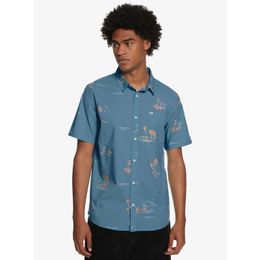 Quiksilver Kurzarmhemd »Island Time Stretch« Captains Blue Island Time XS - XS XS XS Stoff: Leichtes Baumwoll-Elasthan-Mischgewebe