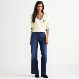 LANDS' END Recover Jeans High Waist mit weitem Bein, Damen,  Blau, by Lands' End