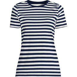 LANDS' END Supima Kurzarm-Shirt mit rundem Ausschnitt, Damen,  Blau, Baumwolle, by Lands' End