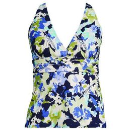LANDS' END Tankinitop mit V-Ausschnitt, Damen,  Blau, Nylon-Mischung, by Lands' End
