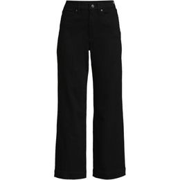 LANDS' END Farbige Culotte-Jeans High Waist, Damen,  Schwarz, Elasthan/Viskose/Baumwoll-Mischung, by Lands' End