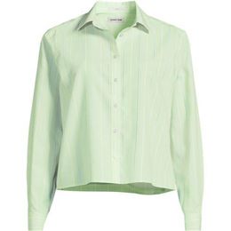 LANDS' END Kurze, bügelfreie Hemdbluse in Kastenform, Damen,  Grün, Baumwolle, by Lands' End