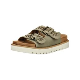 Mustang Shoes Pantolette »Pantoletten Lederimitat/Textil« Khaki 42 42 Verschluss: Schlupfschuh